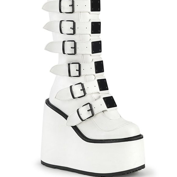 Demonia | Shoes | Demonia Swing 85 Addiction White Platform Boots | Poshmark